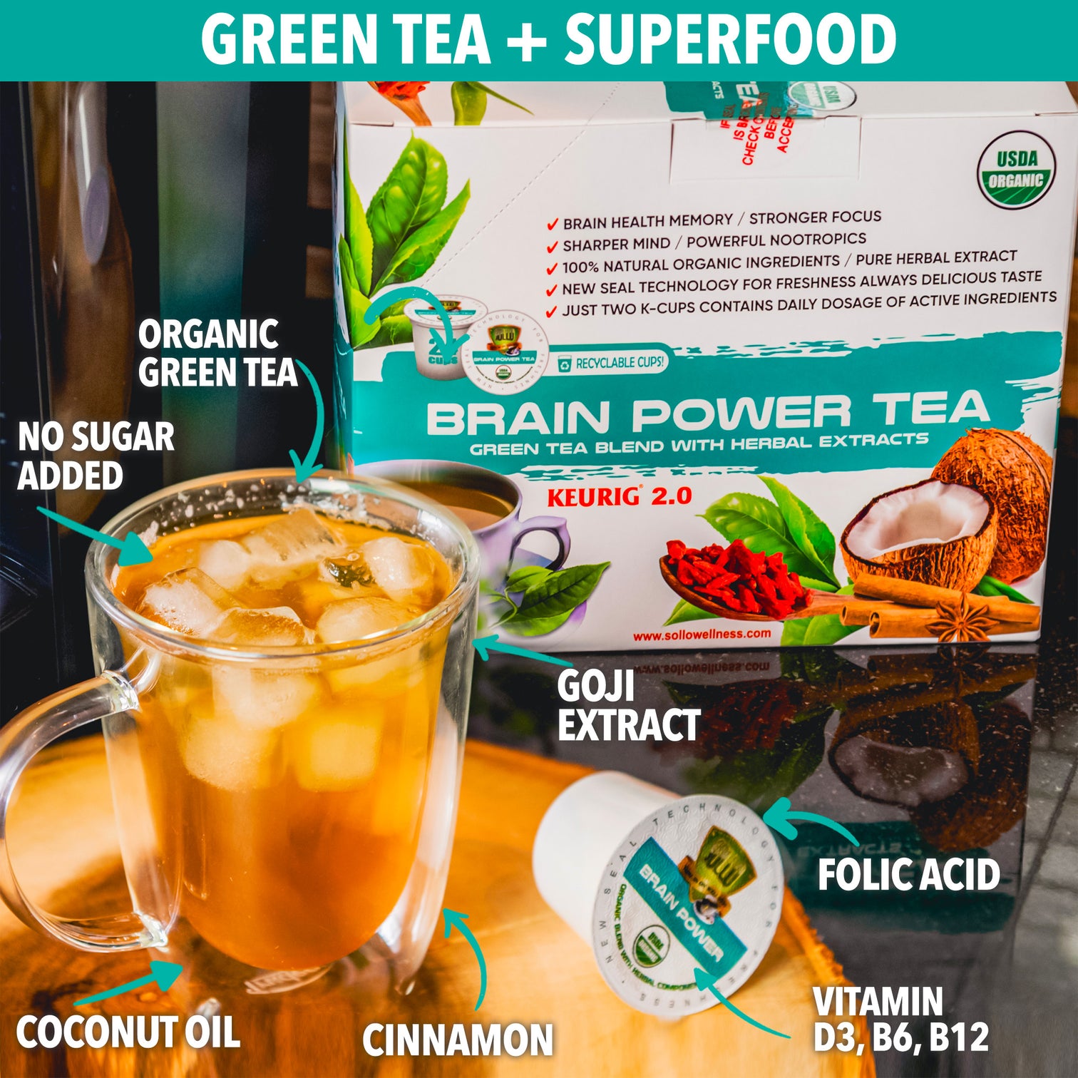 Brain Power Green Tea Pods – Sollowellness